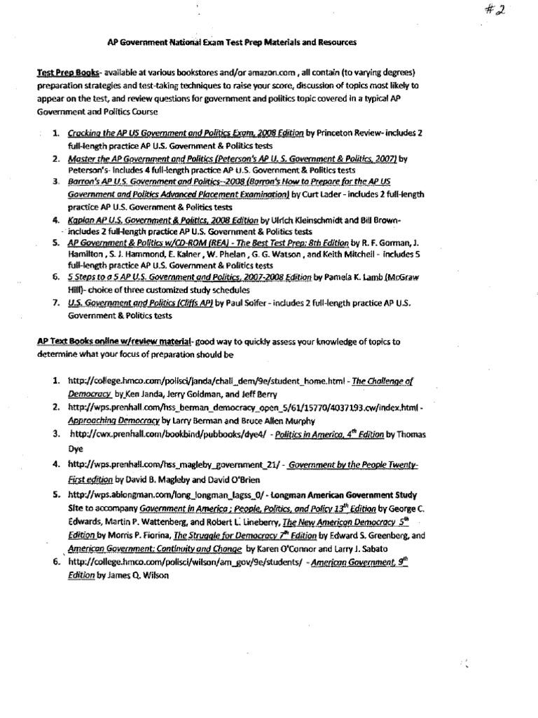 AP Government Exam Prep Resources | PDF | Kaplan | Advanced Placement