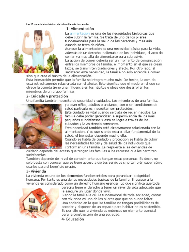 Las 10 Necesidades Básicas de La Familia | Familia | Comportamiento