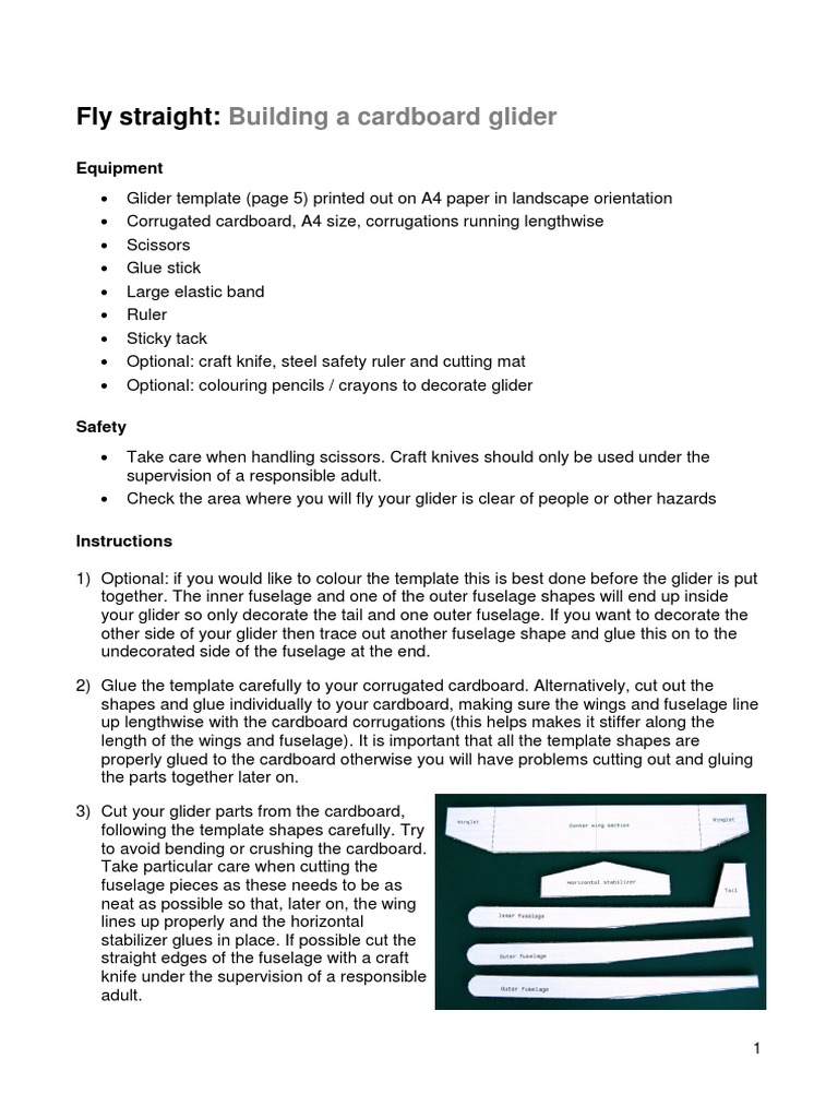 AMEDEO Glider Instructions&Template-Cardboard | PDF | Glider (Sailplane ...