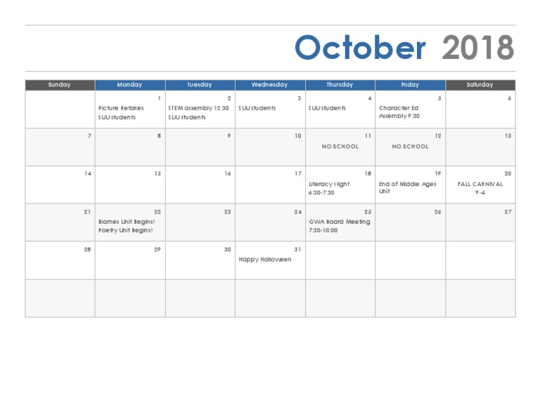 October Calendar | PDF