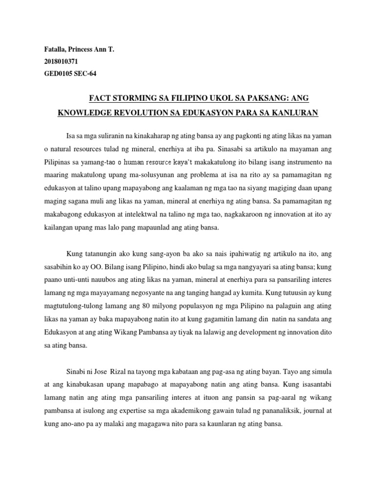 Ged0105 Factstorming | PDF