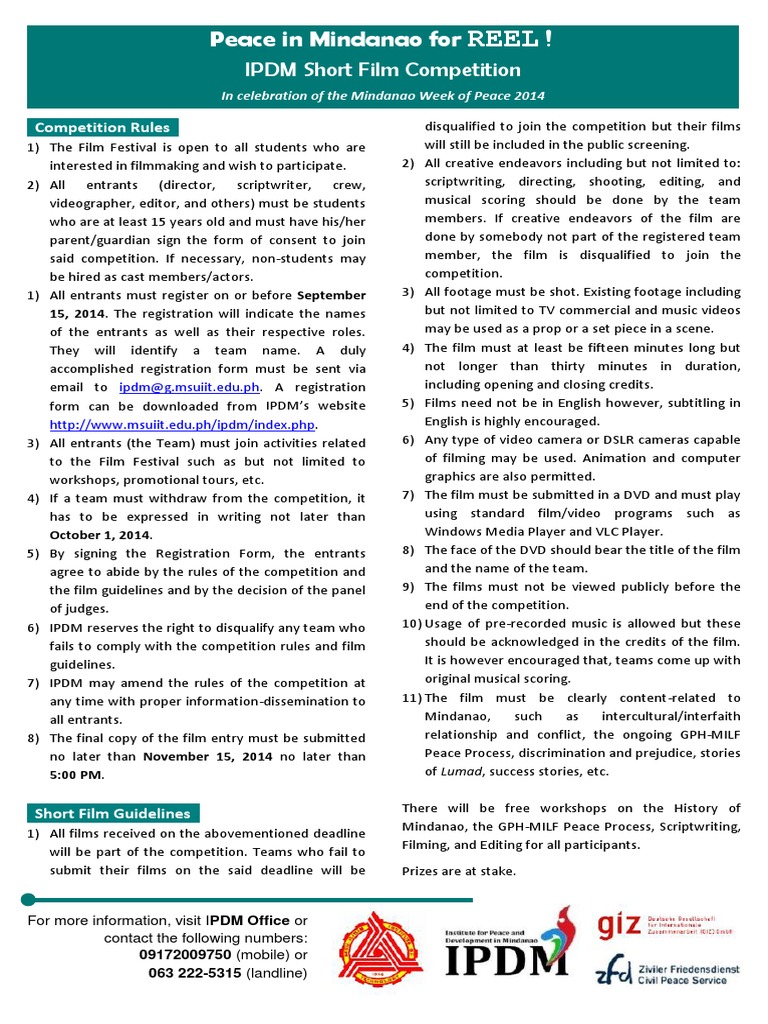 Short Film Competition Guidelines and Contest Mechanics | PDF ...