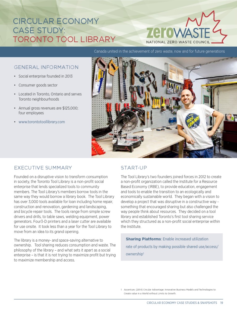 Toronto Tool Library: Circular Economy Case Study | PDF | Libraries | 3 ...