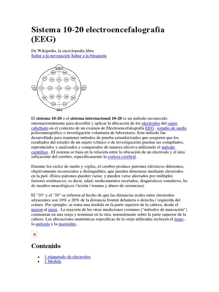 Sistema 10-20 de EEG: Colocación de Electrodos | PDF | Cerebro | Dormir