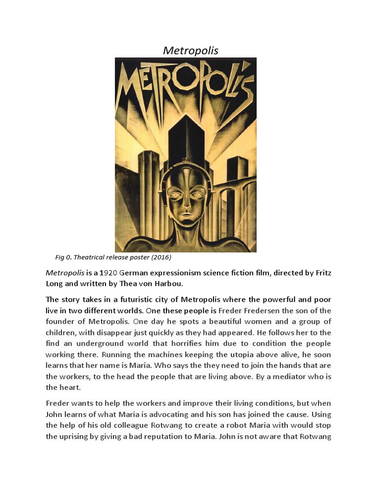 Metropolis: Metropolis Is A 1920 German Expressionism Science Fiction ...