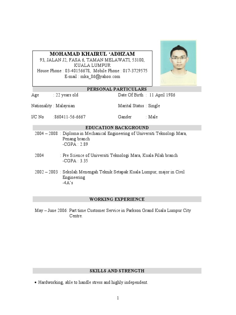 Sample Resume | PDF | Malaysia