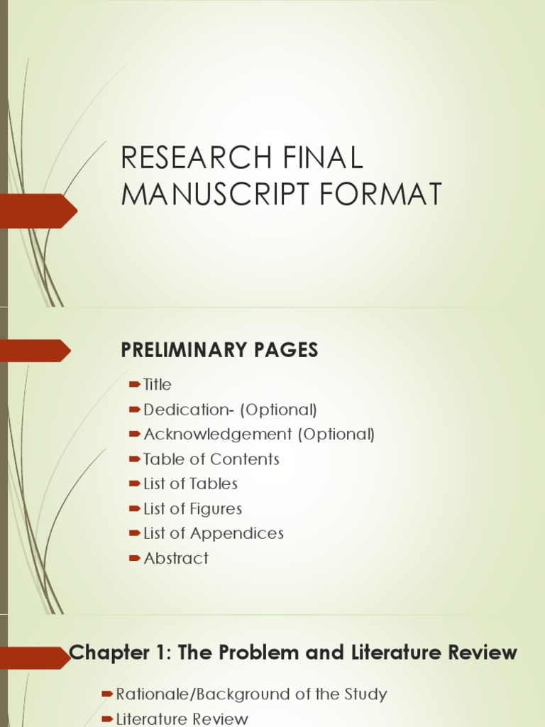 Research Final Manuscript Format Pdf