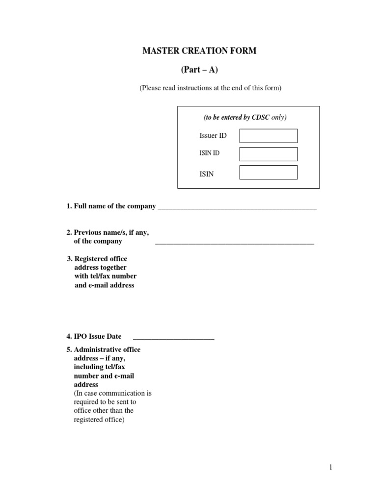 Master Creation Form | PDF | Preferred Stock | Stocks