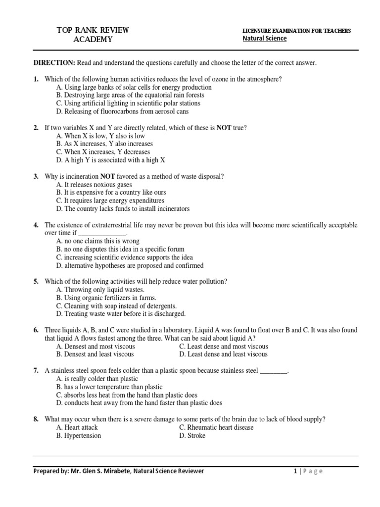 LET Natural Science Reviewer Guide | PDF | Atmosphere Of Earth ...