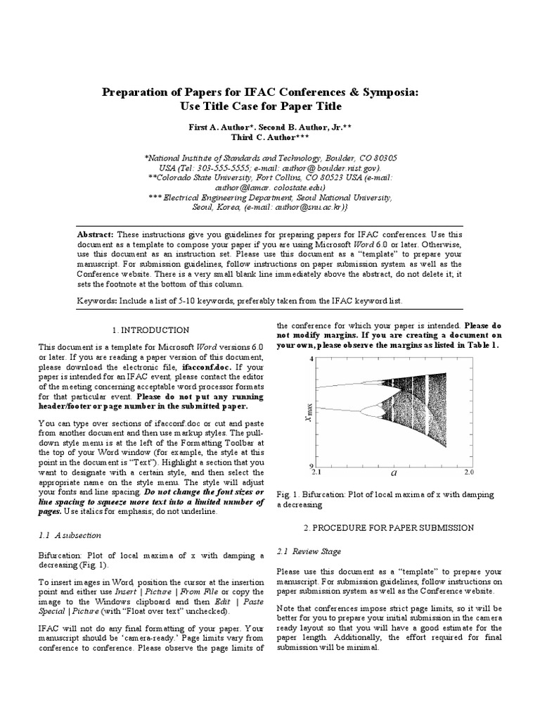 Preparation of Papers For IFAC Conferences & Symposia: Use Title Case ...