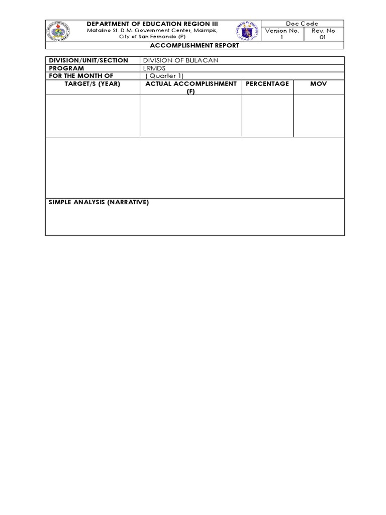 Accomplishment Format | PDF