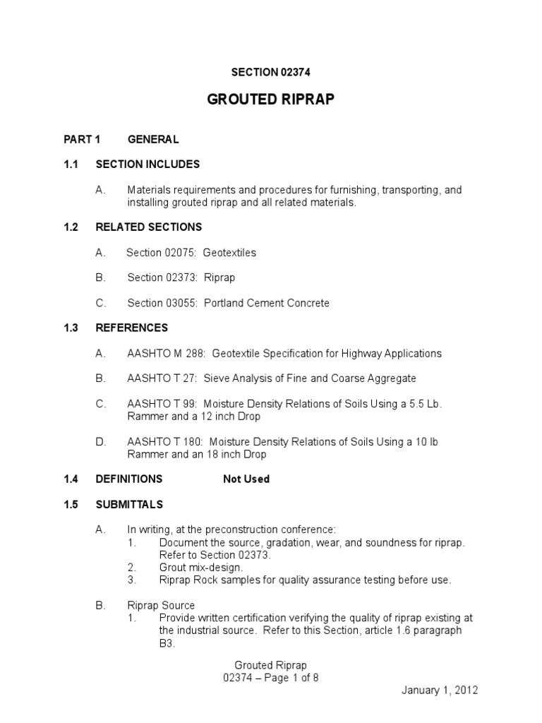 Grouted Riprap | PDF | Construction Aggregate | Drainage