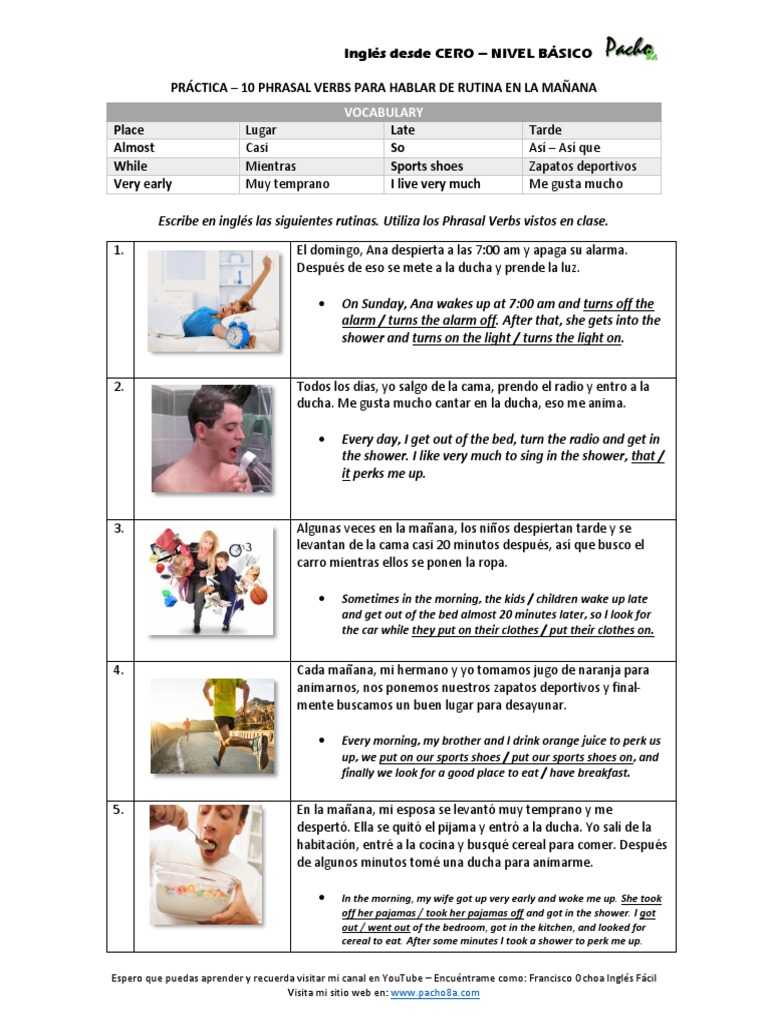 Daily Routines in English - Using Phrasal Verbs | PDF