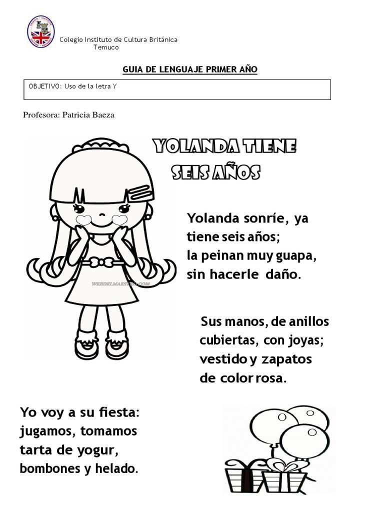 Actividades de Lectura con la Letra Y | PDF