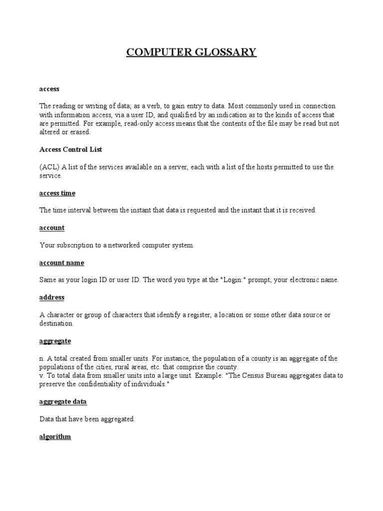 Computer Glossary | PDF | Computer Data Storage | Computer Network