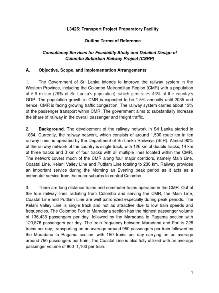 Outline TOR For Feasibility Study and Detailed Design | Download Free ...