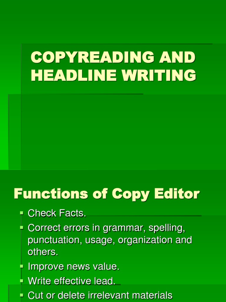 1 Copyreading and Headline Writing | PDF | Typefaces | Paragraph