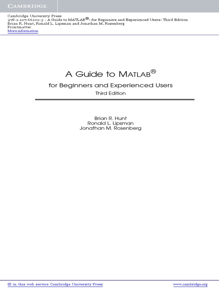 Frontmatter PDF | PDF | Matlab | Graphical User Interfaces