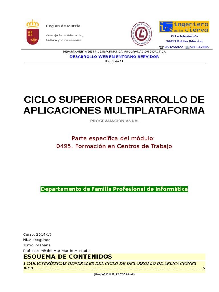 Programación de La FCT IES Ingeniero de La Cierva. | PDF | Evaluación | Multimedia