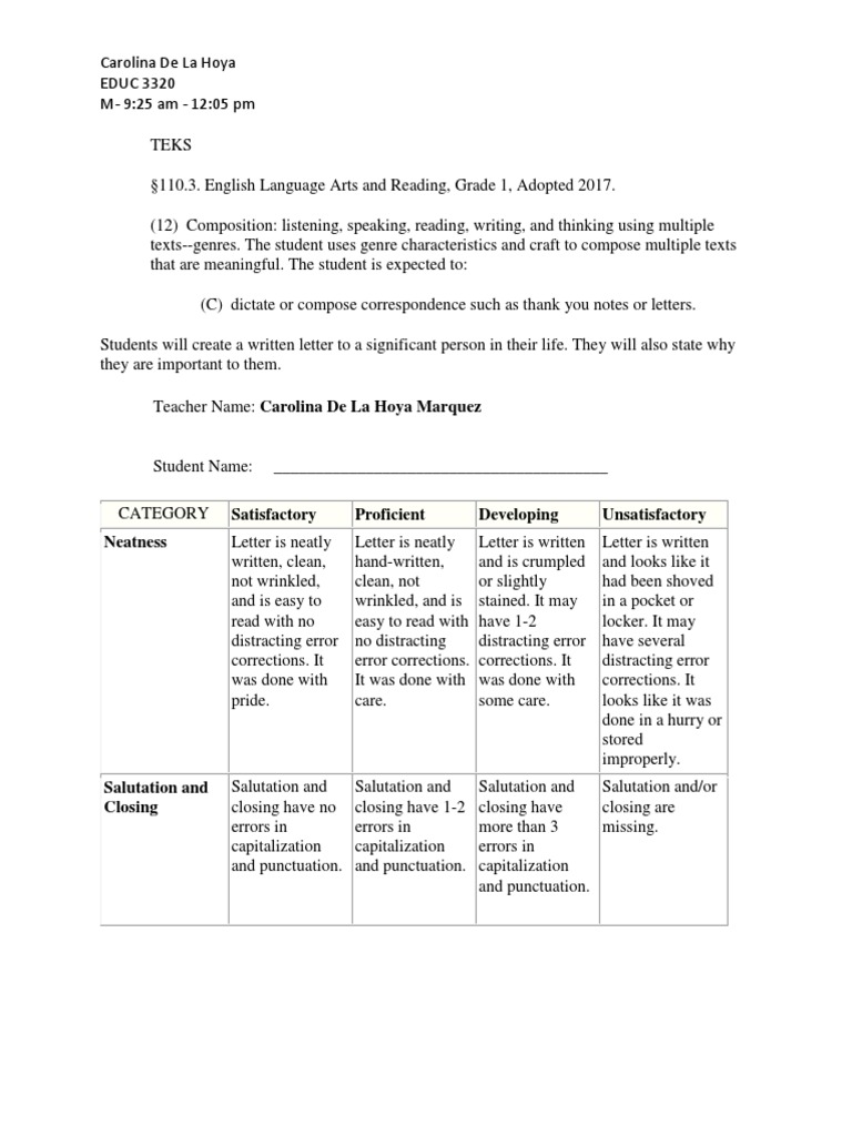 Rubric For Students Educ | PDF | Symbols | Written Communication