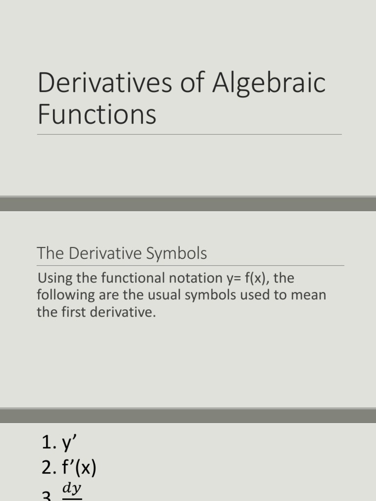 Derivatives of Algebraic Functions | PDF | Derivative | Differential ...