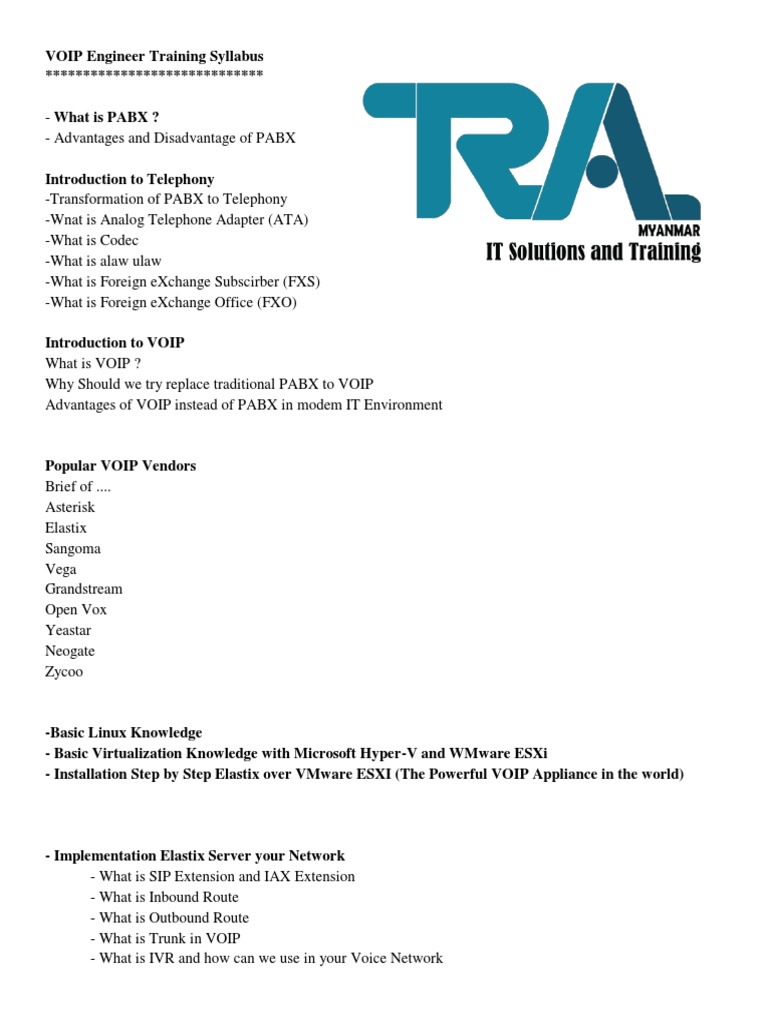 Voip Engineer Syllabus | PDF | Voice Over Ip | Telephony