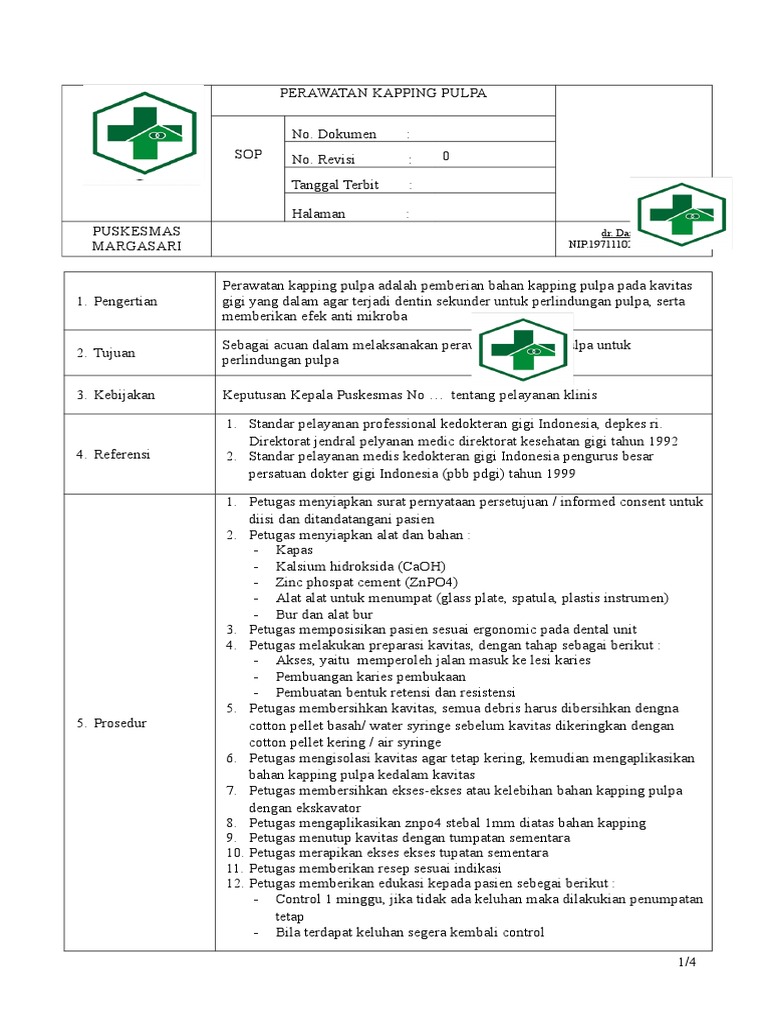 Sop Pulp Capping | PDF