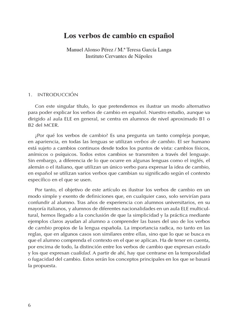 Verbos de Cambio | PDF | Verbo | Lengua española