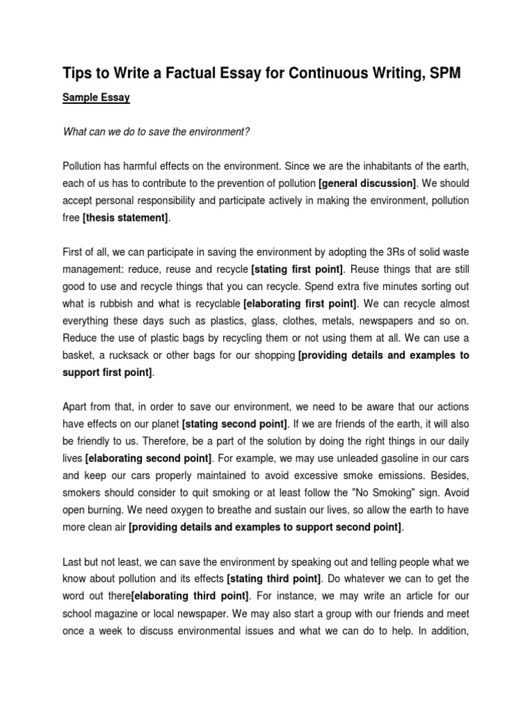 Example Essay Form 4 | Download Free PDF | Recycling | Pollution