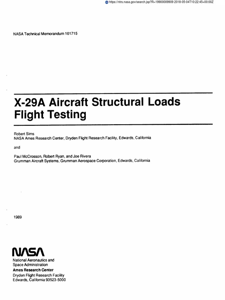 X-29A Aircraft Structural Loads Flight Testing | PDF | Flight Test ...