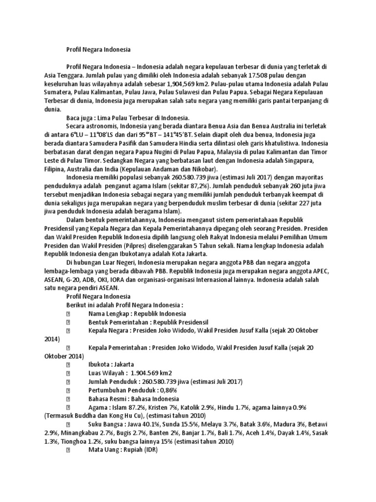 Profil Negara Indonesia | PDF