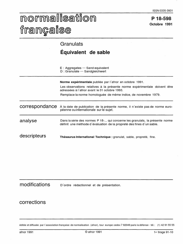 P18-598 Equivalent de Sable PDF | PDF | Piston | Science