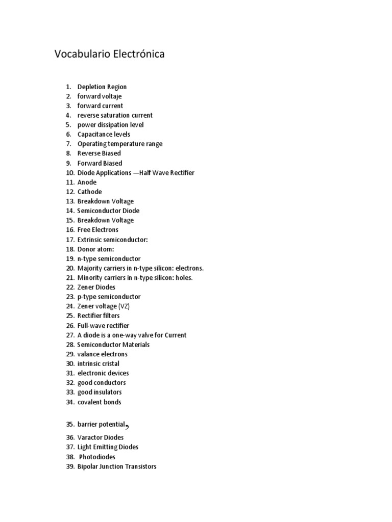 Essential Electronics Vocabulary Guide | PDF