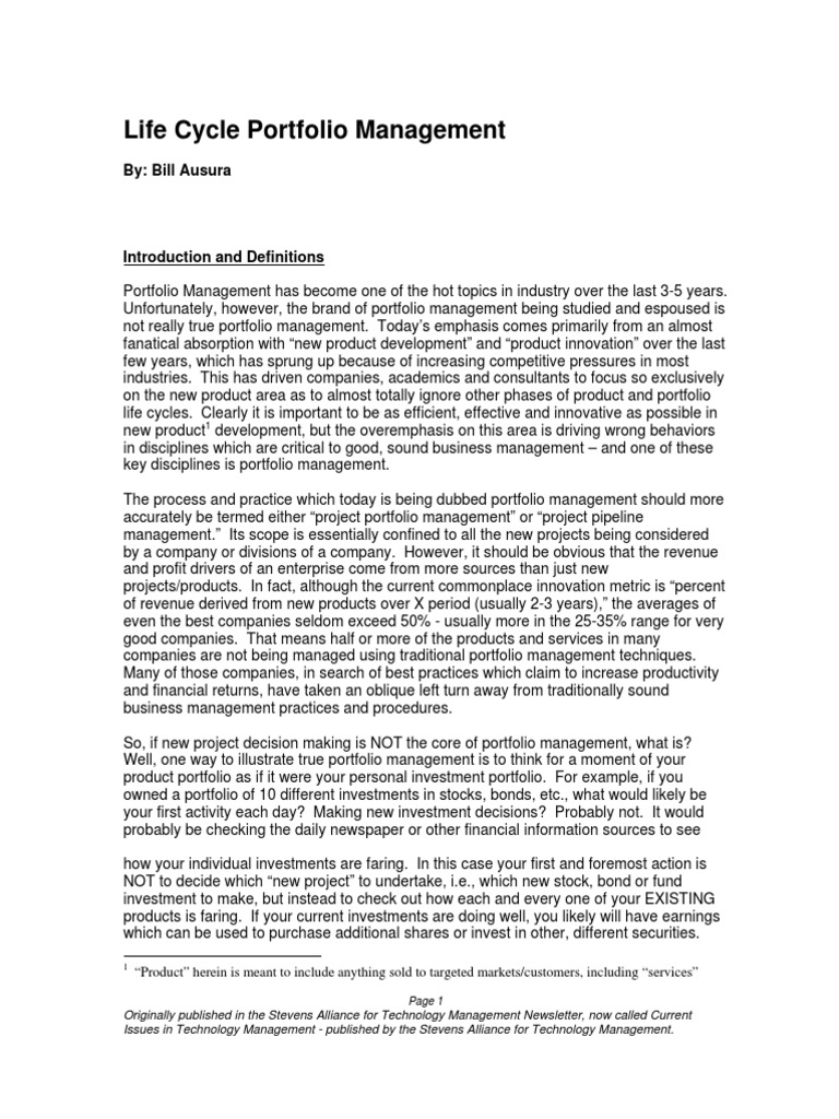 Life Cycle Portfolio Management | PDF | Strategic Management | New ...