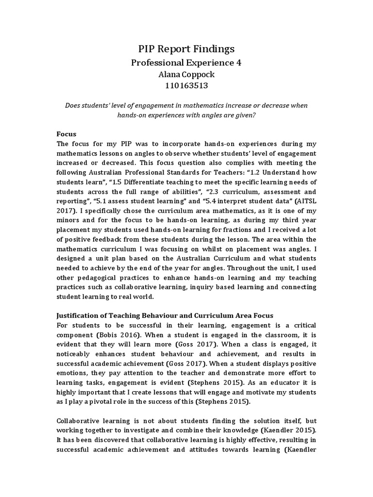 Pip Report Findings | PDF | Inquiry Based Learning | Teachers