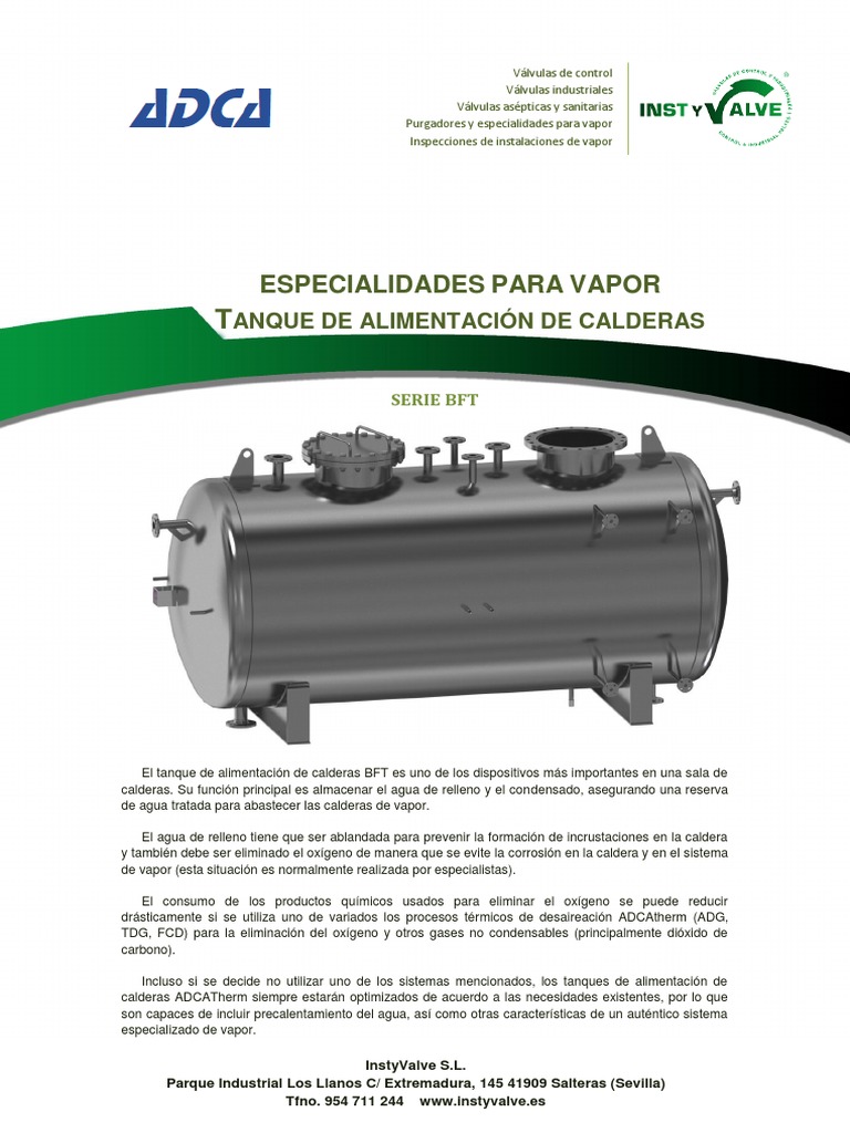 Catalogo Tanque de Agua de Alimentacion (ADCA) | PDF | Caldera | Agua