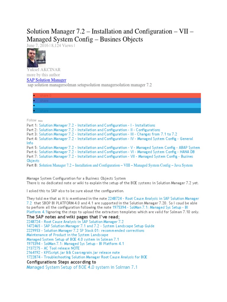 Solution Manager 7.2 - Installation and Configuration - VII - Managed System Config - Busines ...