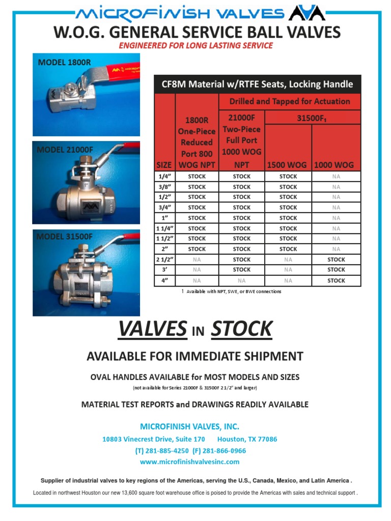 Wog General Service Ball Valves | PDF | Valve | Machines