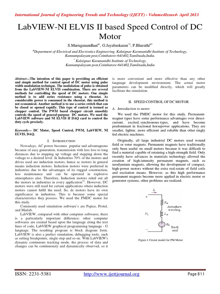 Labview-Ni Elvis Ii Based Speed Control of DC Motor | PDF | Power ...