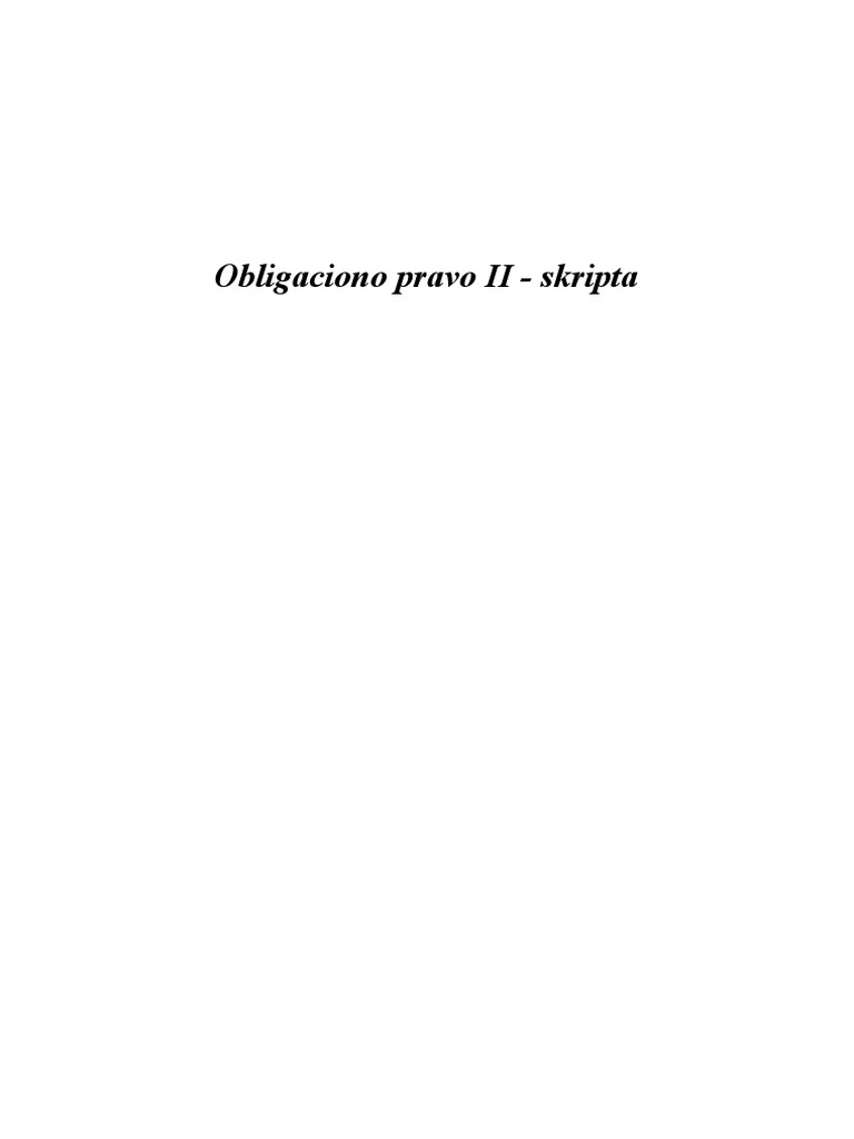 Obligaciono Pravo - Posebni Dio - Skripta - Obligacije 2 | PDF
