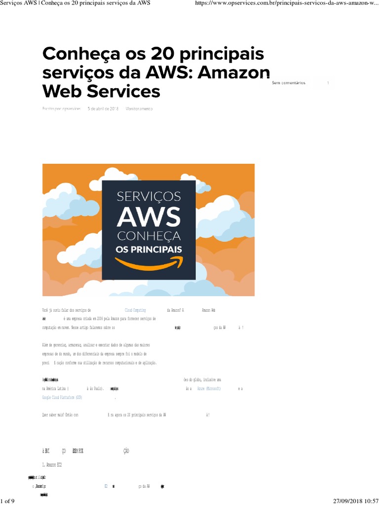 Serviços AWS - Conheça Os 20 Principais Serviços Da AWS | PDF ...