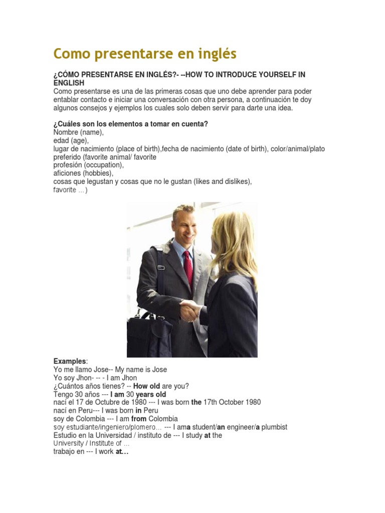 Como Presentarse en Inglés | PDF | Ocio | Entretenimiento (general)