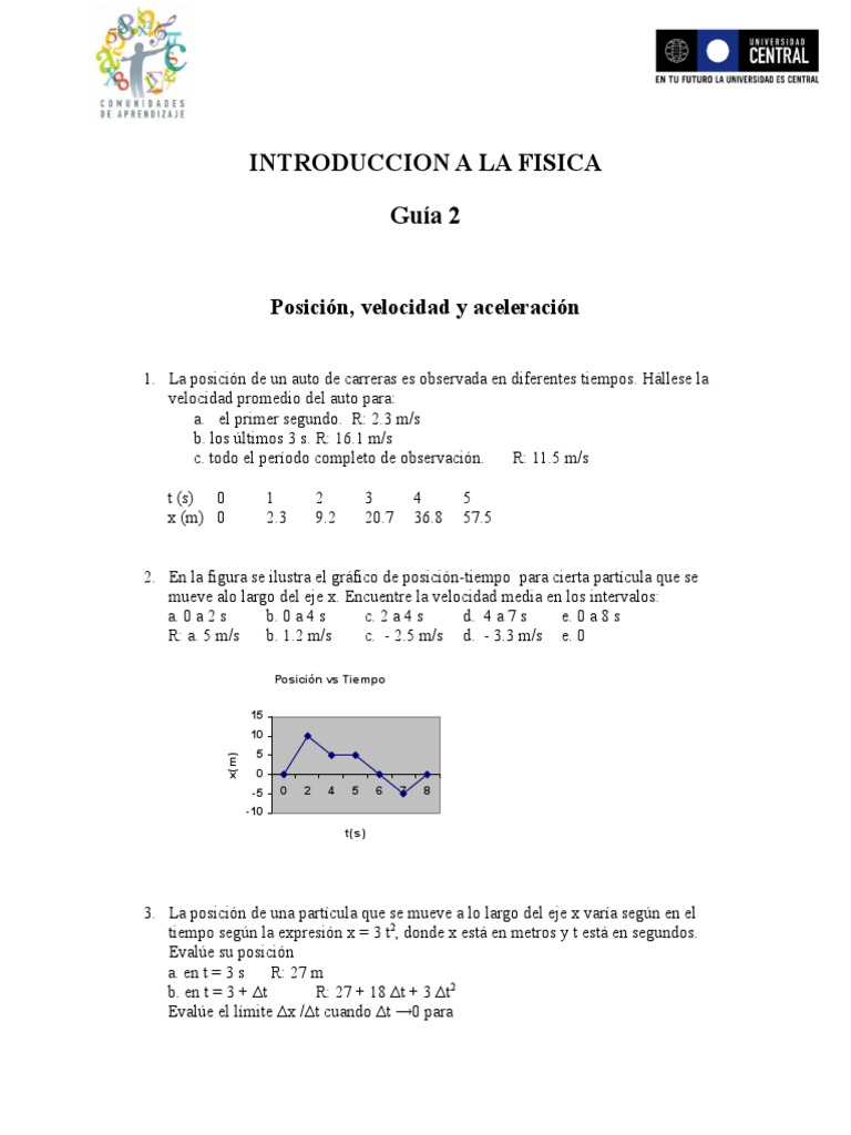 Guia 2 Introduccion A La Fisica | PDF | Velocidad | Aceleración