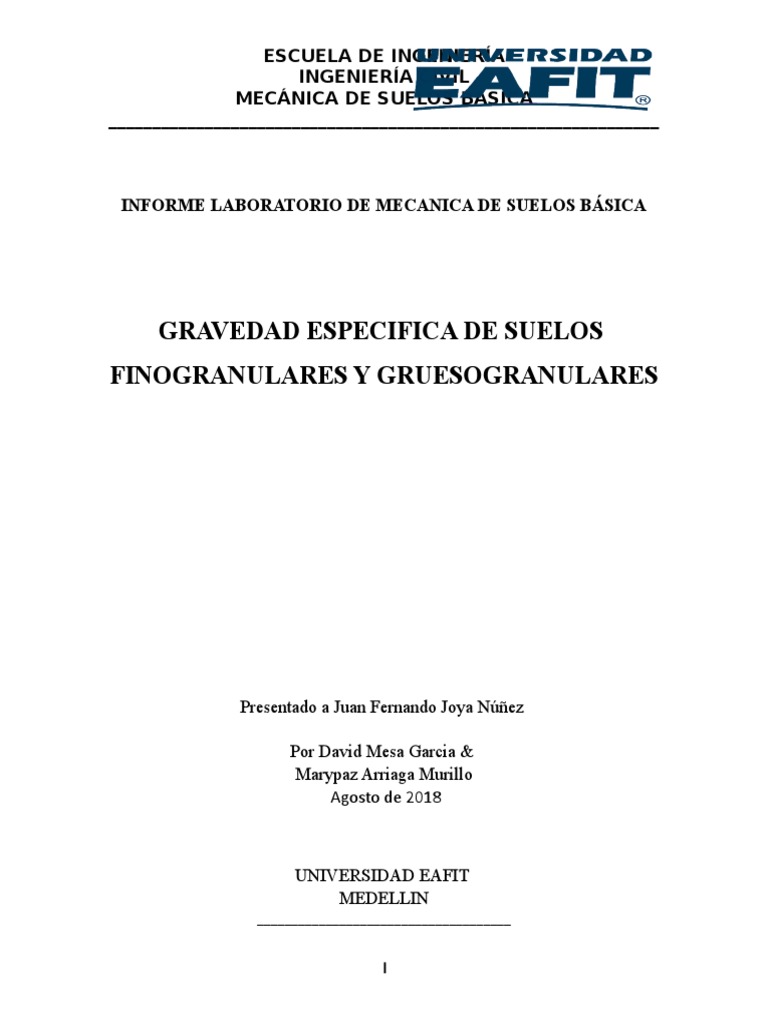 Gravedad Especifica | PDF | Densidad | Mecánica de suelos