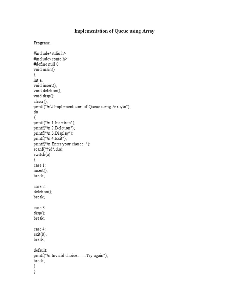Useful C Programs | Queue (Abstract Data Type) | Data Management