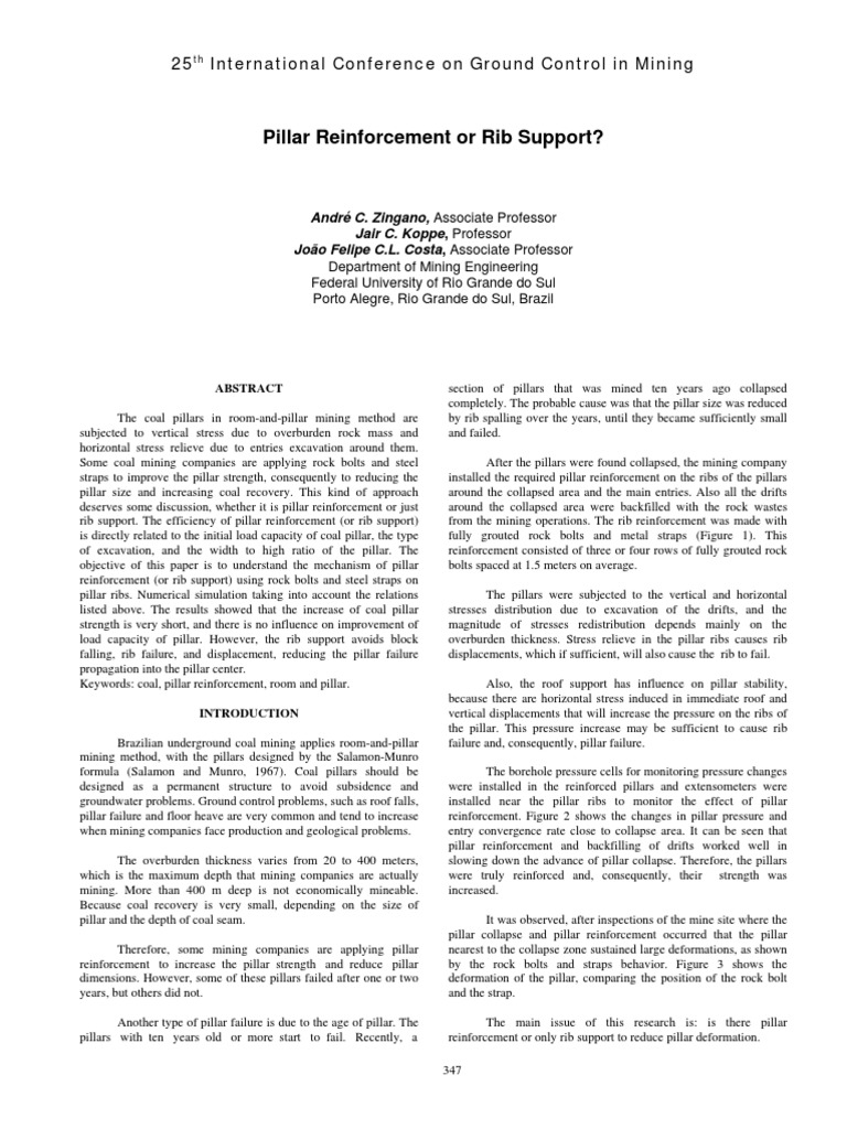 Pillar Reinforcement or Rib Support | PDF | Column | Deformation ...