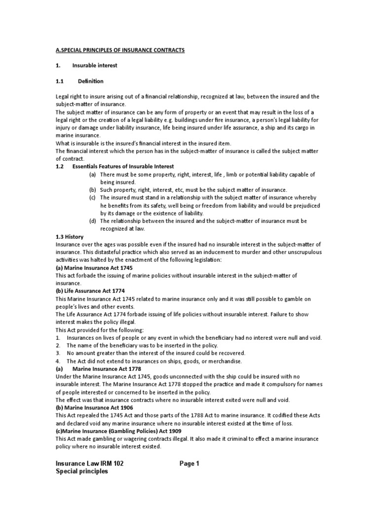 1298274709insurable Interest and Utmost Good Faith | PDF | Insurance ...