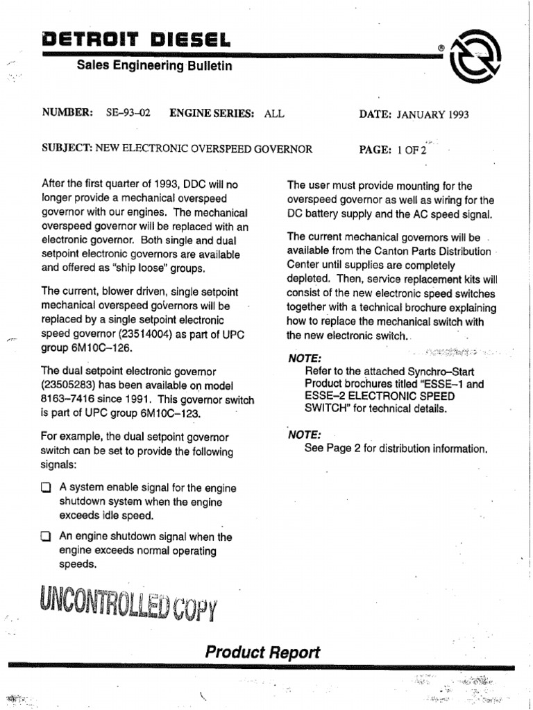Detroit Diesel Cambio Sensor Overspeed PDF | PDF