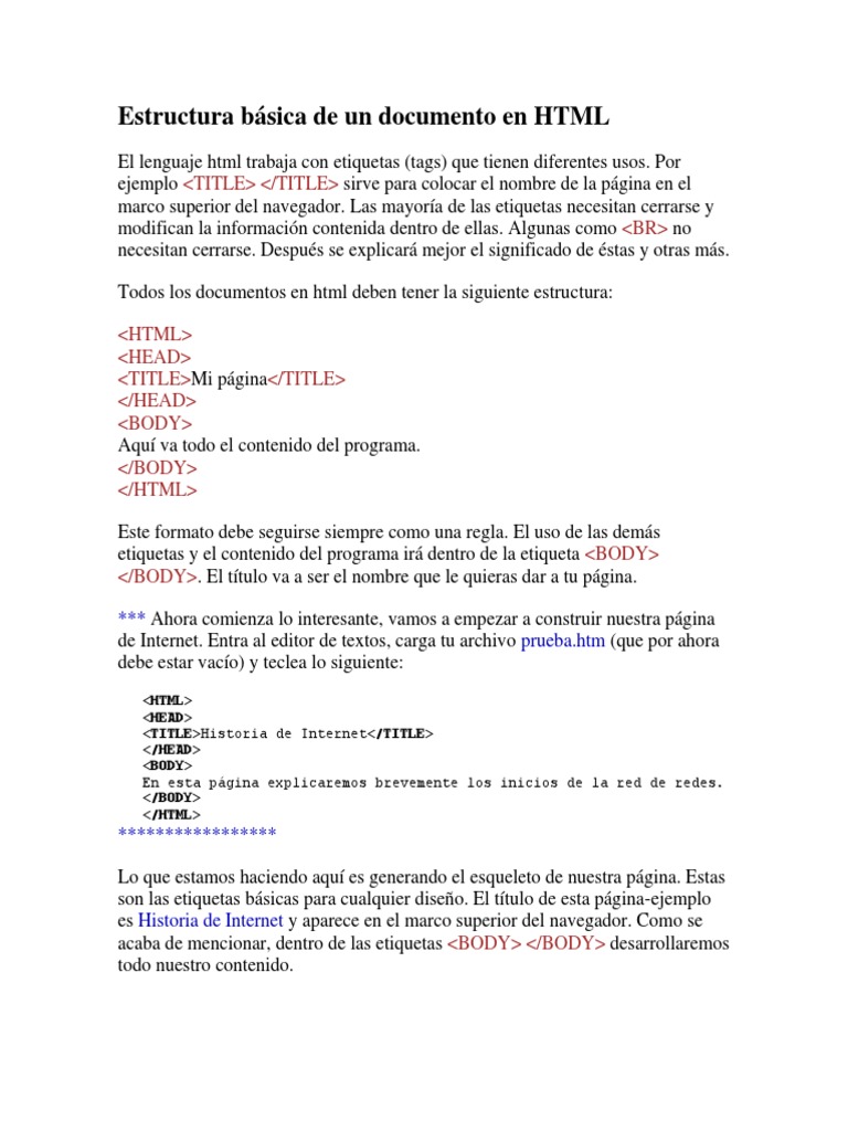 Estructura Básica de Un Documento en HTML | PDF | HTML | Hipervínculo