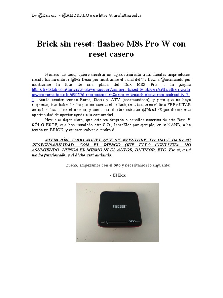 Flasheo M8s Pro W Guía Completa Pdf Usb Equipo De Oficina